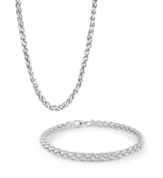 Stainless Steel Wheat Chain & Bracelet Set – Fifth Avenue Jewellers